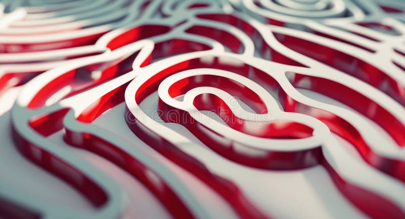 Crimson Labyrinth a Complex Circular Puzzle of Intertwined Paths. Stock ...
