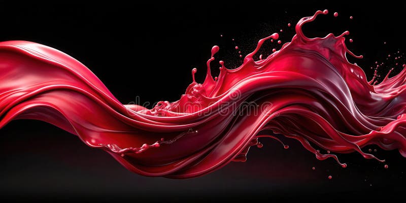 Crimson Liquid in Dynamic Motion a Swirling, Splashing Wave of Rich ...