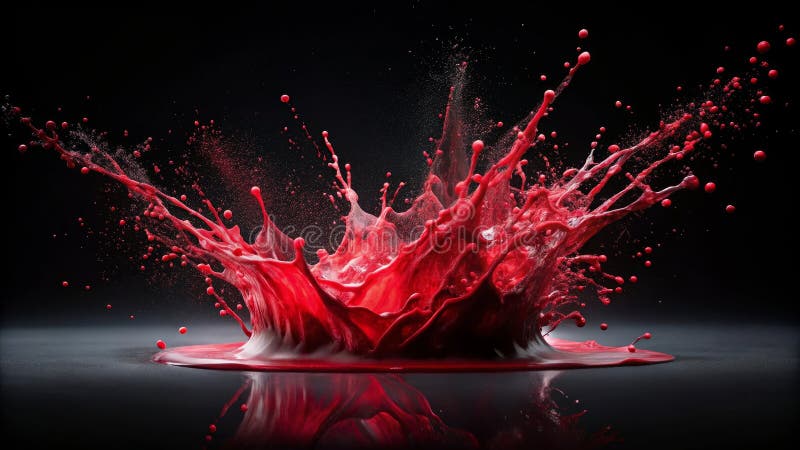 Crimson Liquid Explosion a Dynamic Study in Fluid Dynamics. Generative ...