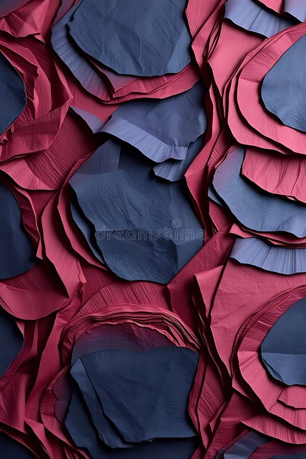 Crimson and Navy Textured Paper Petals Form a Decorative and Abstract ...