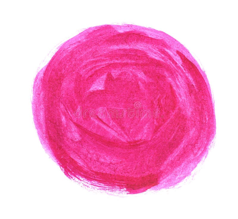 Crimson Paint Circle Drawn with Brush on White Background, Top View ...