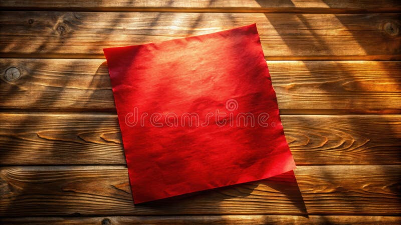 Crimson Paper on Rustic Wooden Surface in Sunlight. Generative AI Stock ...