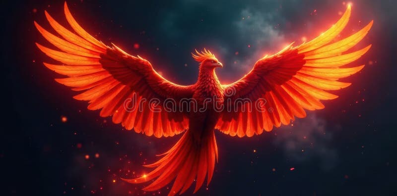 Crimson Phoenix Wings Ablaze, Dark Night Backdrop, Black, Glow, Art ...
