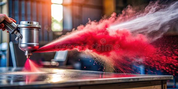 Crimson Powder Coating Application Process in Industrial Setting ...
