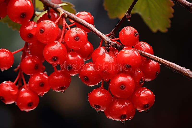 Crimson Red Berries Branch Fall Ripe. Generate Ai Stock Illustration ...