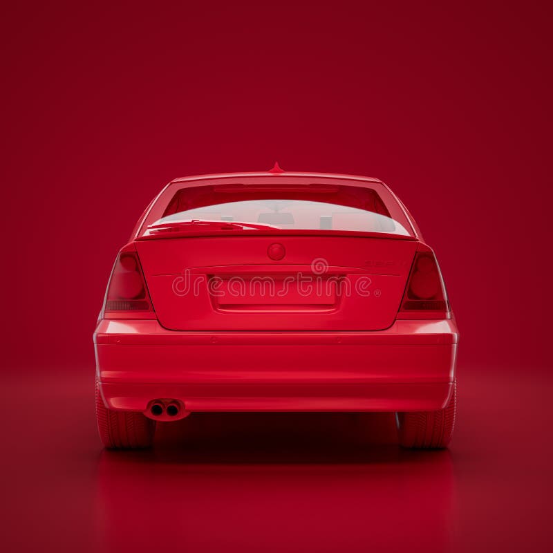 Crimson Red Car, BMW 3 Series E46 Compact 2001. Back View, 3D Rendering ...