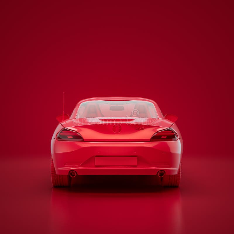 Crimson Red Car, BMW Z4 2010. Back View, 3D Rendering Editorial ...