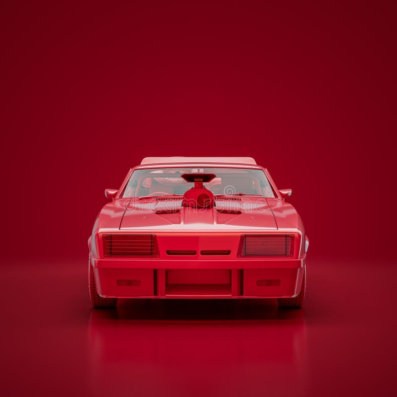 Crimson Red Car, Ford Falcon 1973 Madmax Interceptor. Front View, 3D ...