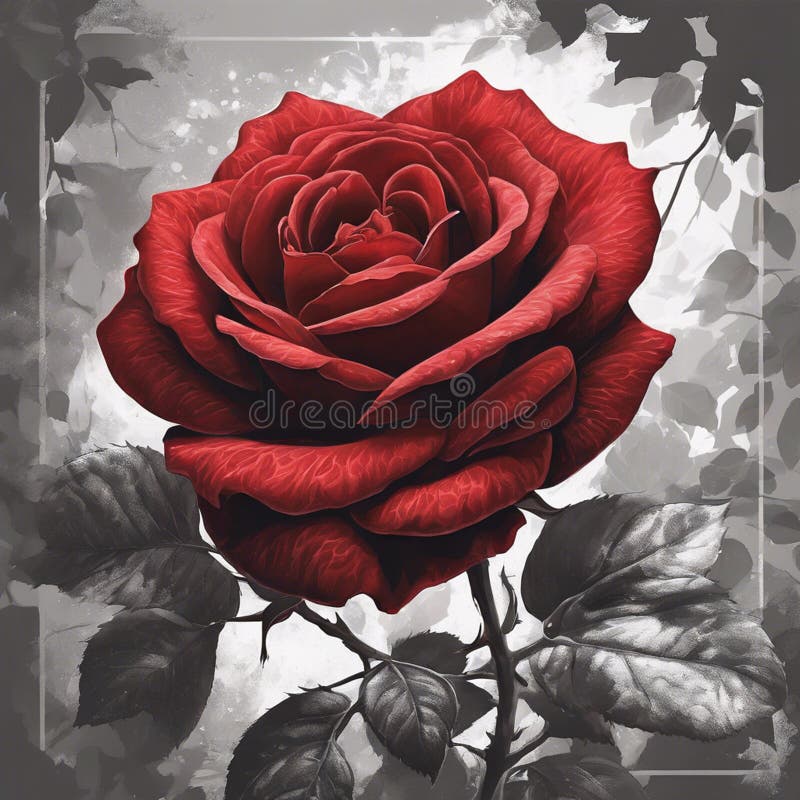 Crimson Rose on a Monochrome Background Stock Photo - Image of flora ...