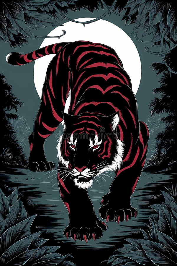 Dramatic "Crimson Shadow" Scene Stock Illustration - Illustration of ...