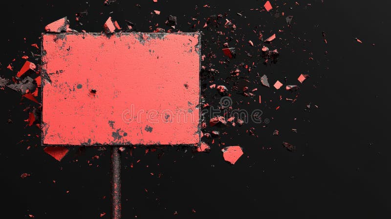A Crimson Sign is Positioned among Dispersed Remnants, Representing ...
