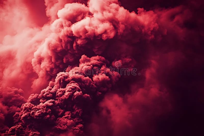 Crimson Smoke Plume Apocalyptic Red Cloud, Fiery Haze, Dramatic Sky ...