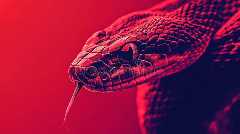 Crimson Snake Head Close Up Detailed View Stock Illustration ...