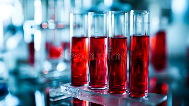 Crimson Solutions in Laboratory Glassware Stock Image - Image of ...