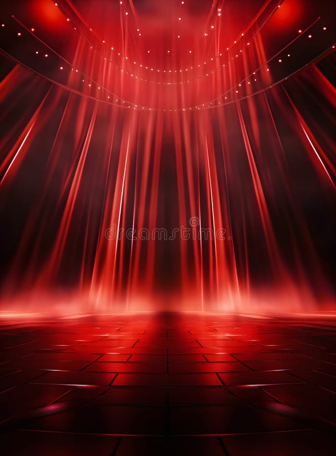 Crimson Stage: Red Light Show Stock Illustration - Illustration of ...