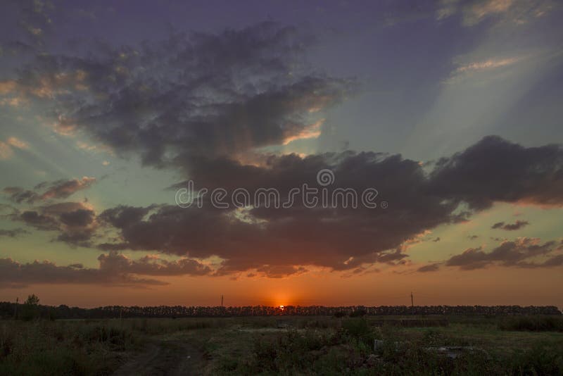 The crimson sunset stock image. Image of field, steppe - 65647341
