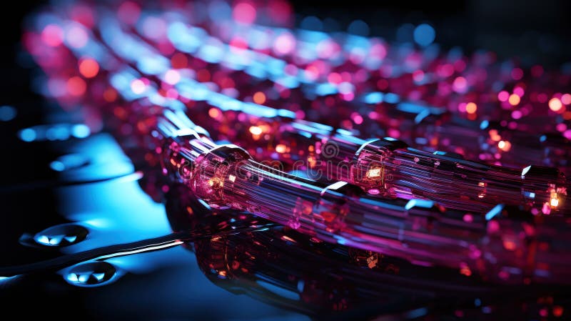 Crimson Threads of Connectivity: Red Fiber Optic Cable Stock ...