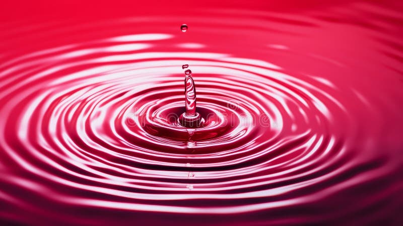 Crimson Water Ripples a Single Drop Creates Concentric Ripples on a ...