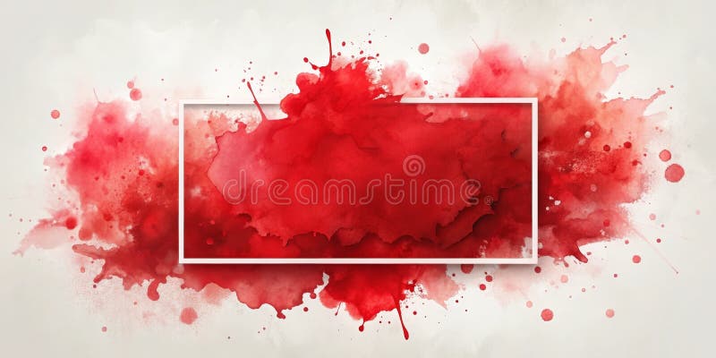 Crimson Watercolor Explosion with a Blank Rectangular Frame for Text or ...