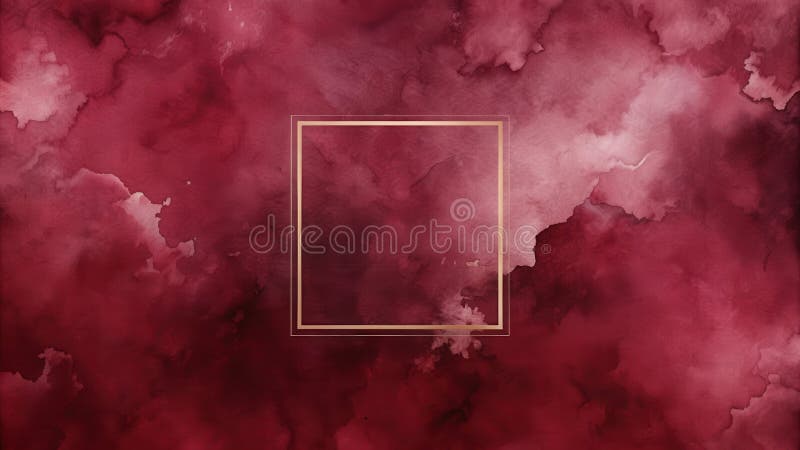 Crimson Watercolor Texture with Gold Frame for Design Projects ...