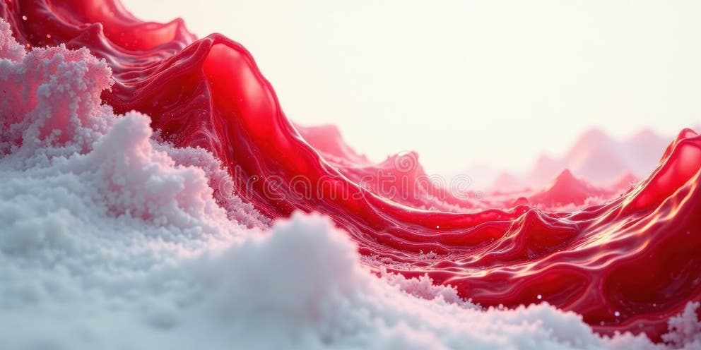 Crimson Wave Crashing Over White Surface a Study in Contrast and ...