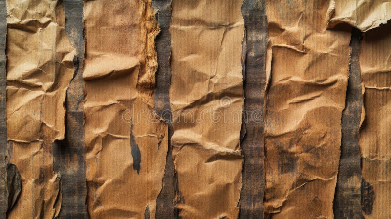Crinkled Brown Paper Texture with Vertical Lines Stock Illustration ...