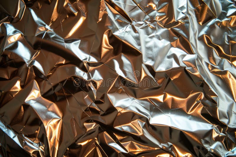 Crinkled Metallic Foil with Reflective Surface and Textures. Generative ...