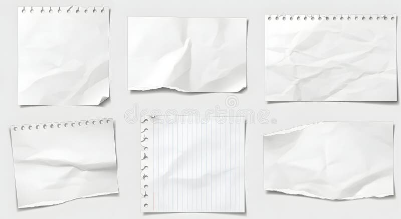 Crinkled Paper Notes: a Collection of Textured White Papers Stock ...