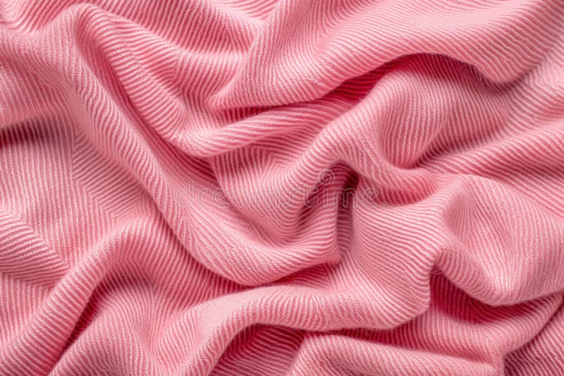 Pink Fabric Texture Pattern Close-up. Crinkled Pink Material Folded To ...