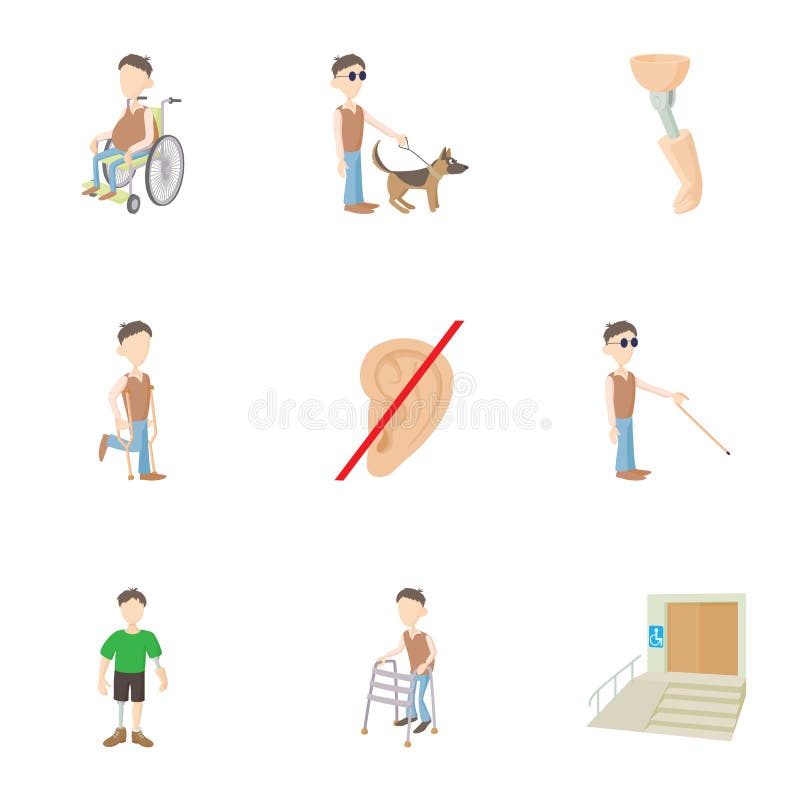 Blind Man with Cane Icon, Cartoon Style Stock Vector - Illustration of ...
