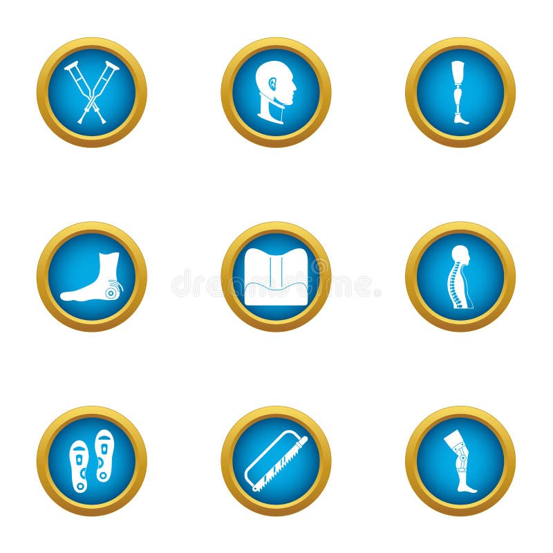 Cripple Icons Set, Flat Style Stock Vector - Illustration of healthcare ...