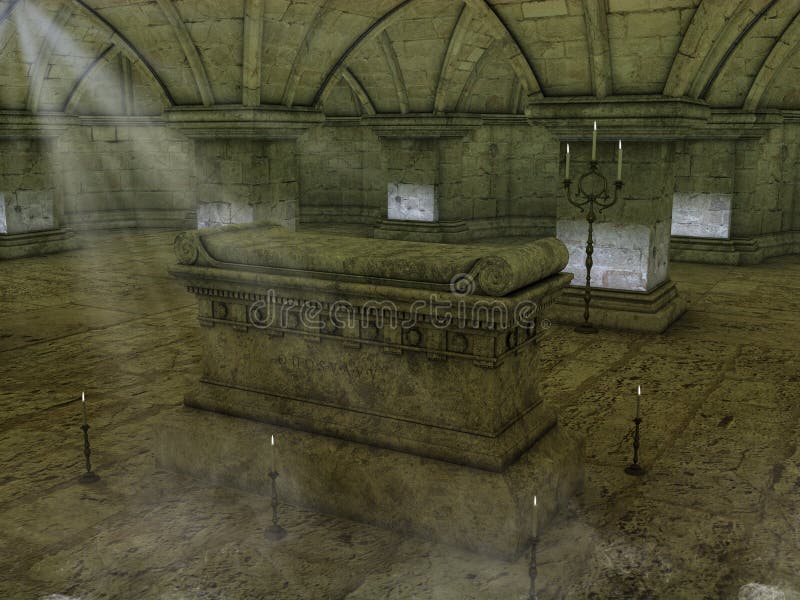 Cripta de gob con velas. stock de ilustración. Ilustración de entierro ...
