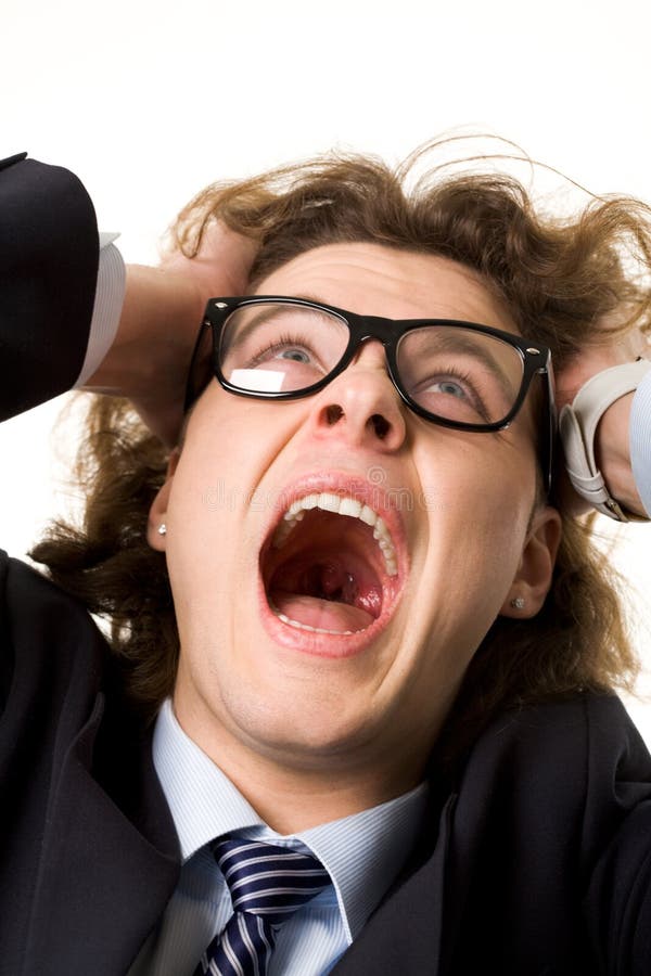 Loudly Laughing Guy Over White Stock Image Image Of Healthy