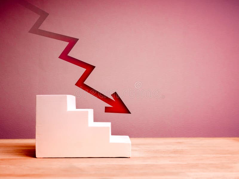 Crisis Chart and Graph. Economic Downturn with Decrease Arrow on White ...