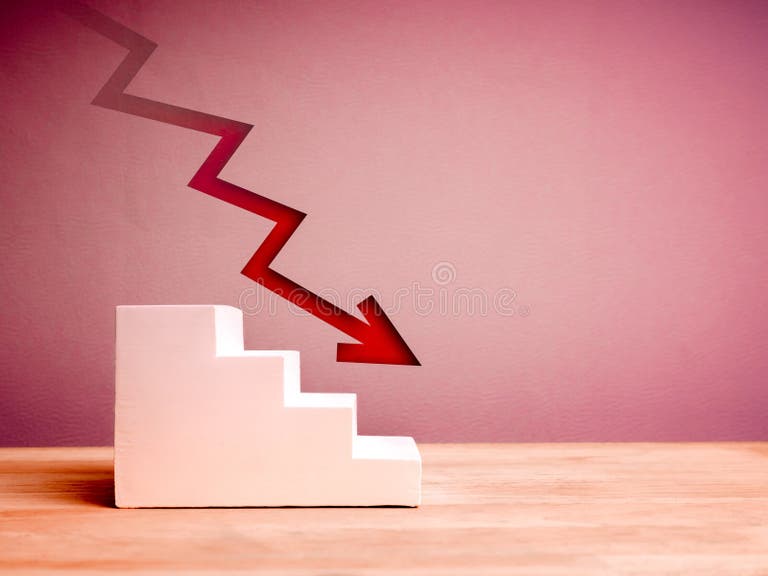Crisis Chart and Graph. Economic Downturn with Decrease Arrow on White Empty Steps As Graph on ...