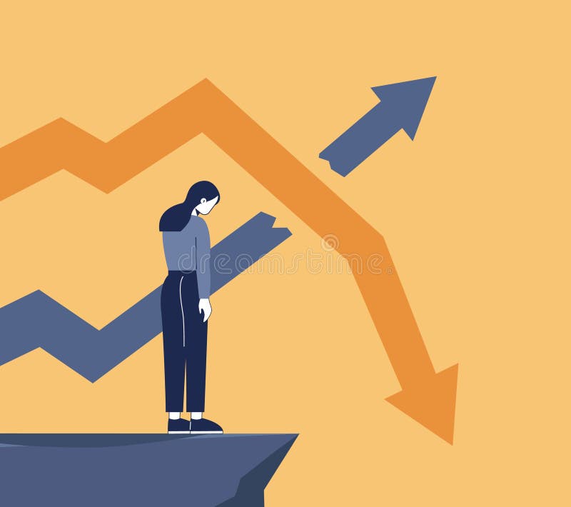 Crisis Concept. Bankruptcy with Falling Down Profit Graph and Money Stock Vector - Illustration ...