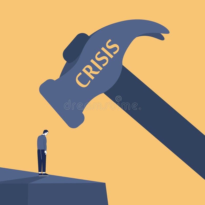 Crisis Concept. Bankruptcy with Falling Down Profit Graph and Money Stock Illustration ...
