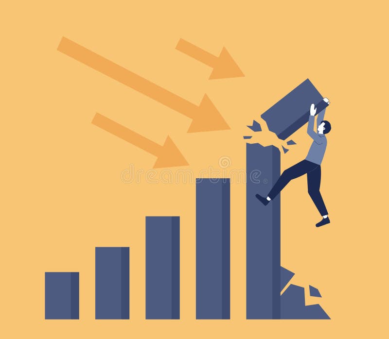 Crisis Concept. Bankruptcy with Falling Down Profit Graph and Money Stock Vector - Illustration ...