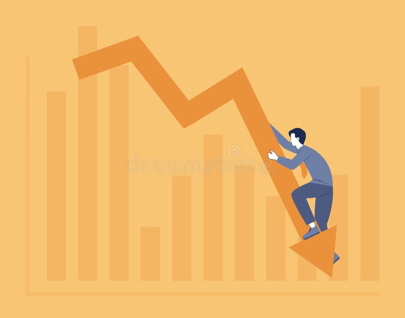 Crisis Concept. Bankruptcy with Falling Down Profit Graph and Money ...