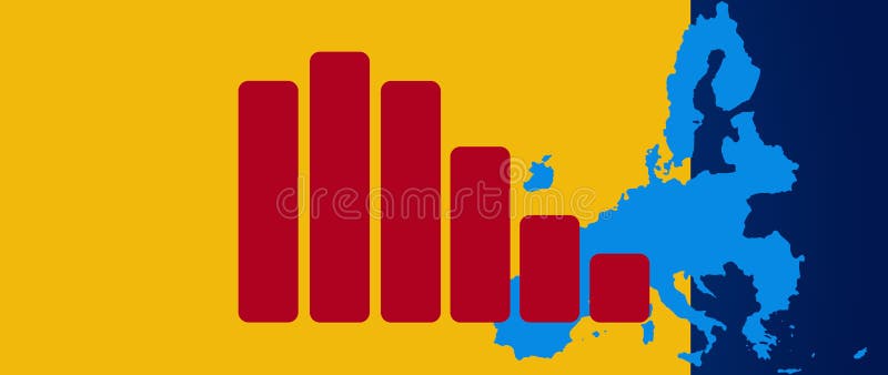 Crisis in Europe Background As Red Bar Chart and Map of the EU As ...
