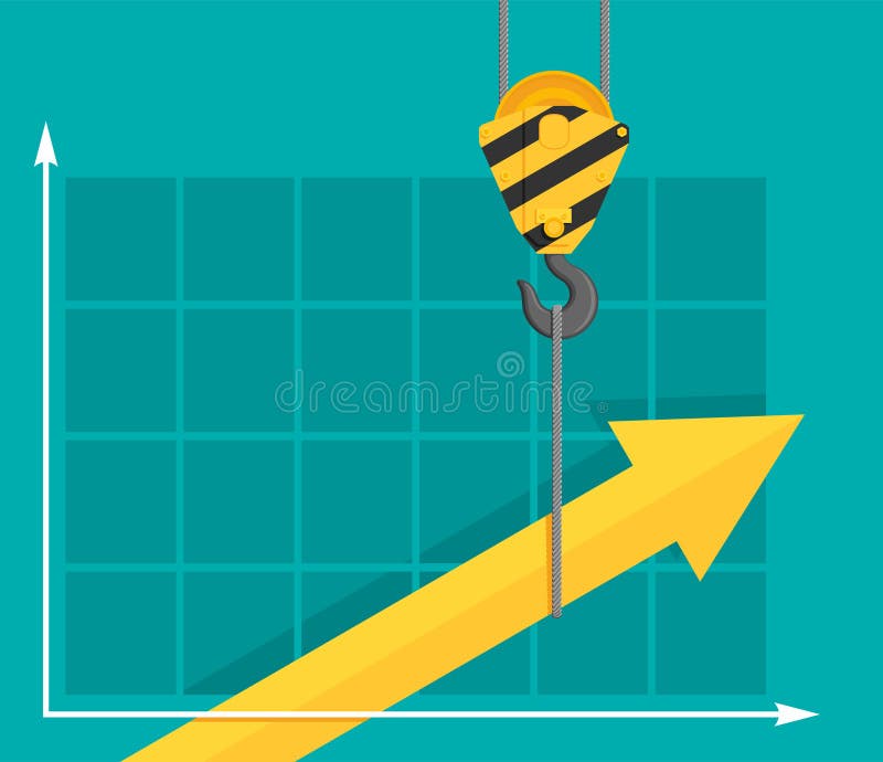 Crisis Management - Crane Hook Pull Up the Arrow Stock Illustration ...