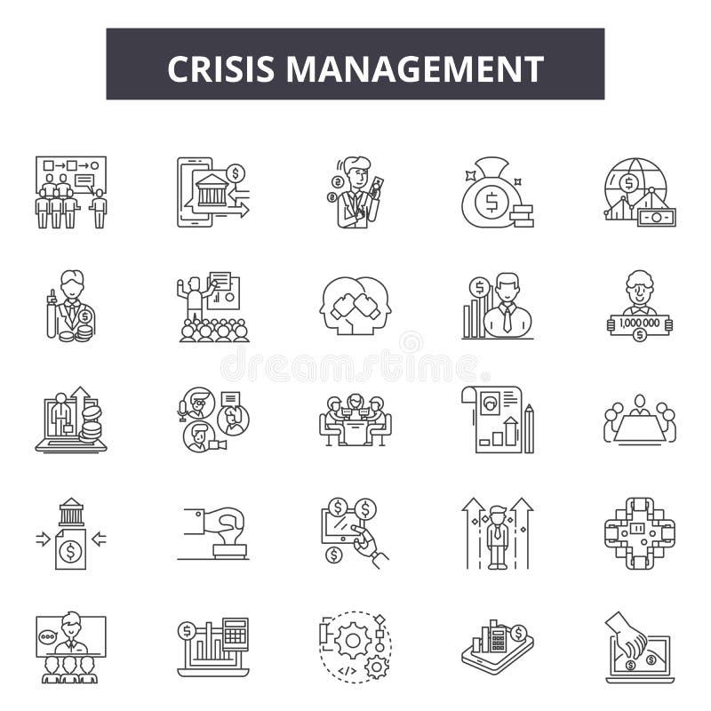 Crisis Management Line Icons, Signs, Vector Set, Outline Illustration ... Crisis Management Line Icons, Signs, Vector Set, Outline Illustration ...