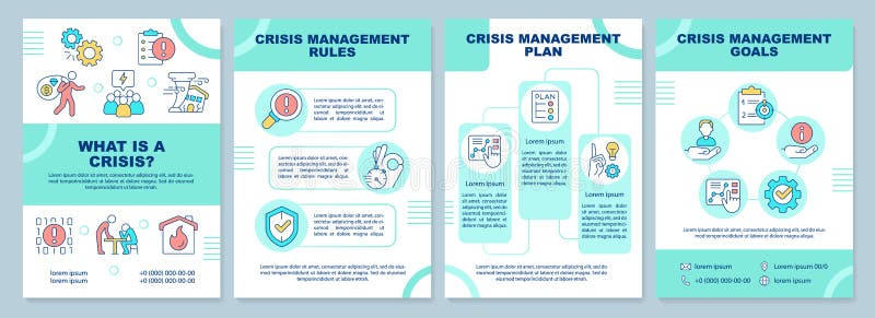 Crisis Management Process Turquoise Brochure Template Stock Vector ...