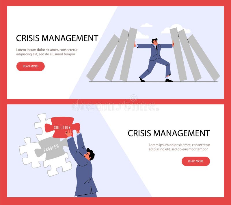 Crisis Management Vector Flyers Set, Leadership Strategy in Crisis ...