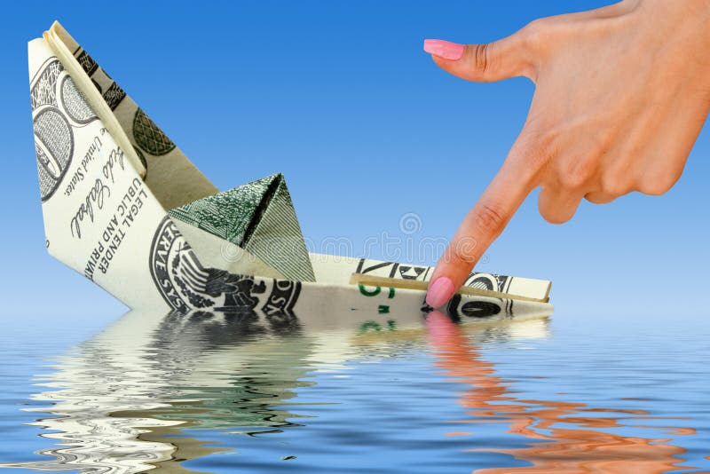 Money ship in water stock photo. Image of dollar, breakdown - 7081842