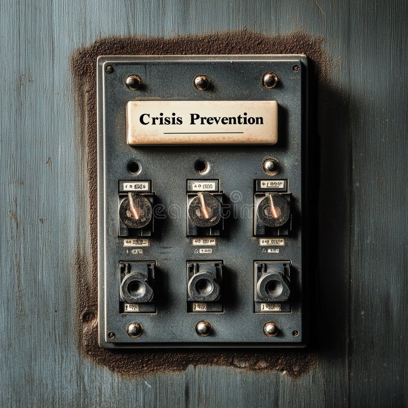 Crisis Prevention Control Panel with Dials and Switches in an Urban ...
