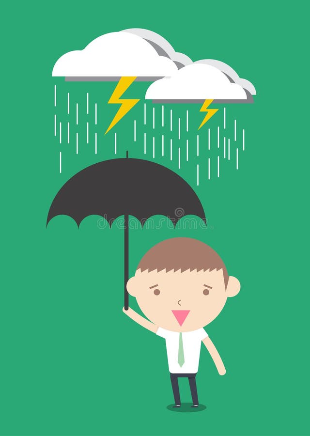 Crisis Protection Businessman Cartoon Drawing Conceptual Stock Vector ...