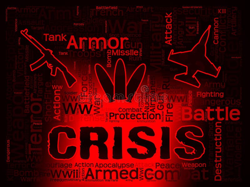 Crisis Words Showing Hard Times and Calamity Stock Illustration ...