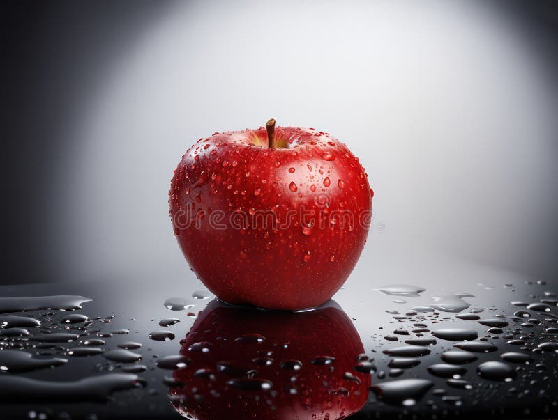Crisp Apple on Grey Background - a Minimalistic Still Life of Fresh and ...