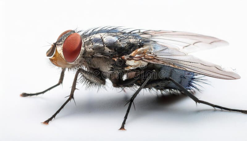 Striking Closeup of a Black Tachinid Fly Perched on a Minimalistic ...